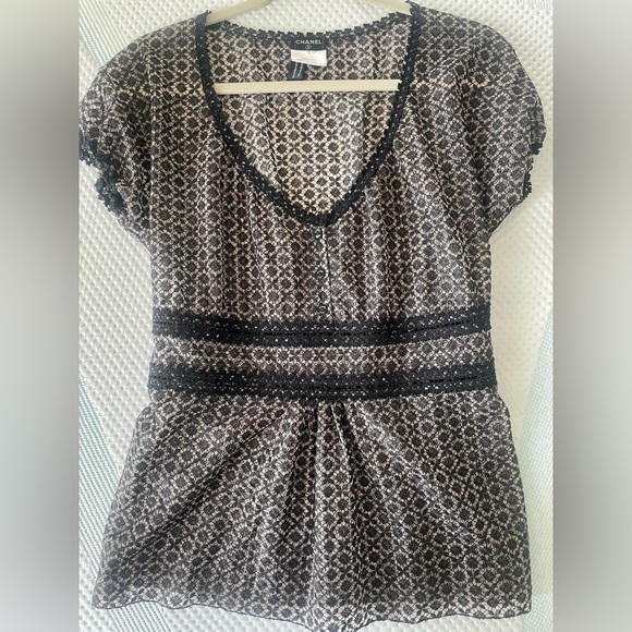 CHANEL | Tops | Chanel Semi Sheer Lace Top Beautiful | Poshmark